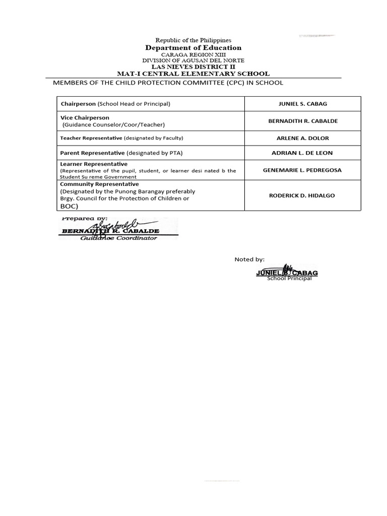 Child Protection Committee Members List | PDF