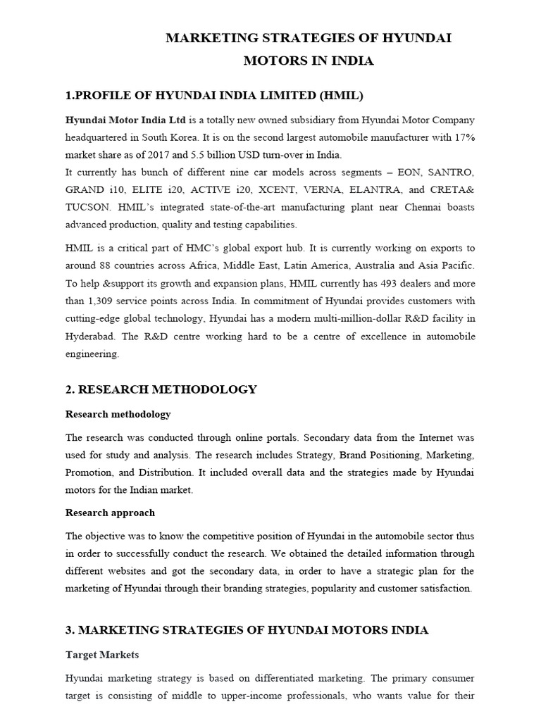Hyundai Marketing Strategies in India | PDF | Marketing | Automotive ...