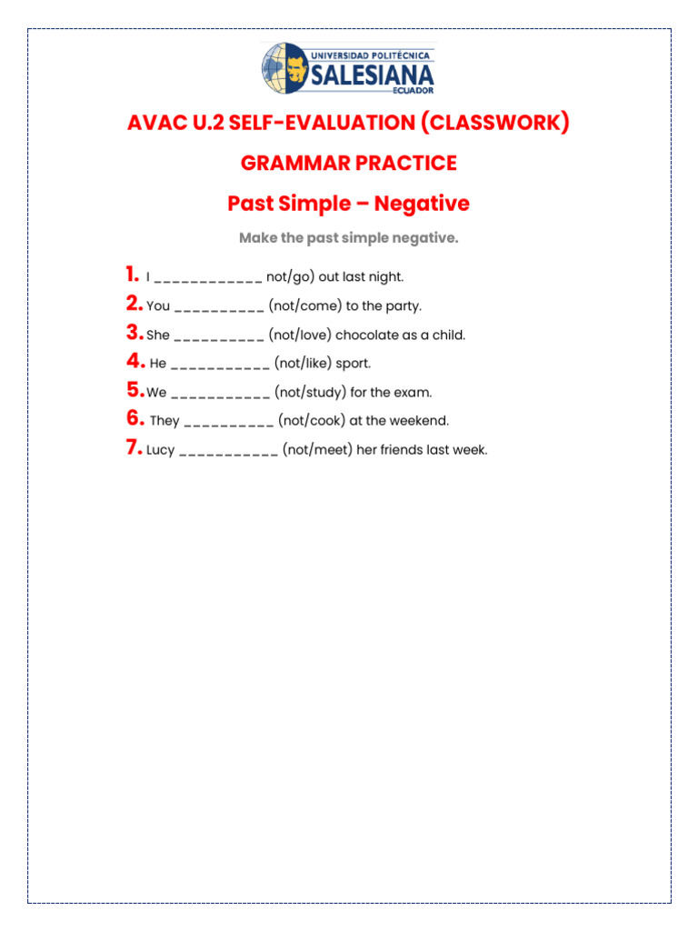 Past Simple Negative | PDF