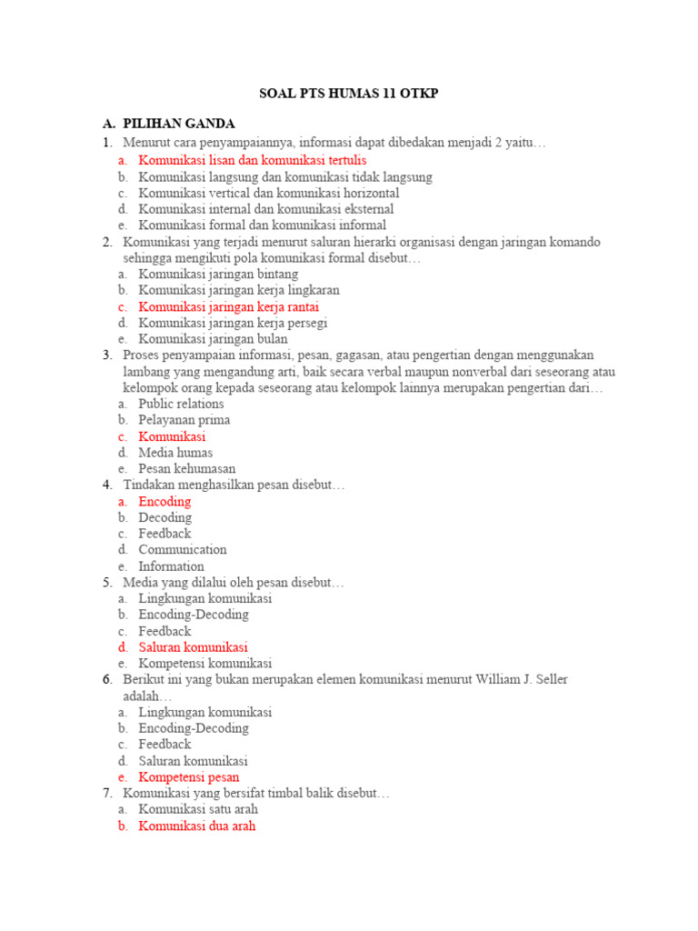 Soal PTS Humas 11 Otkp | PDF