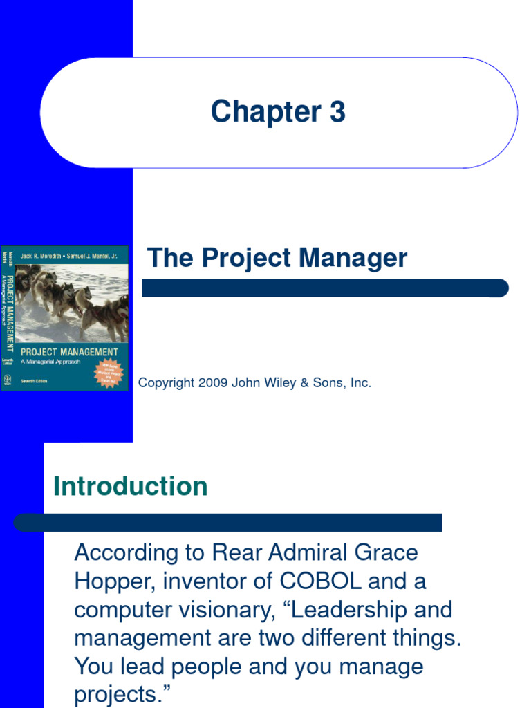PROJECT MANAGEMENT Chapter 1,2,3 | PDF | Leadership | Cost Of Living