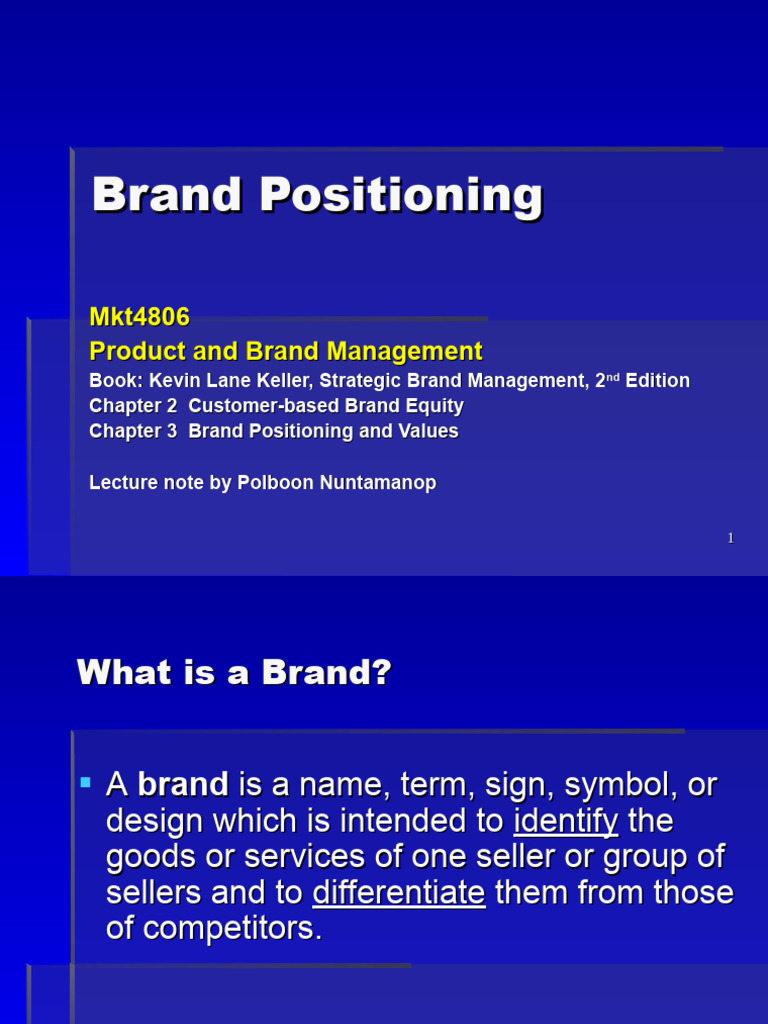 Chapter 2 Brand Positioning | PDF | Brand | Market Segmentation