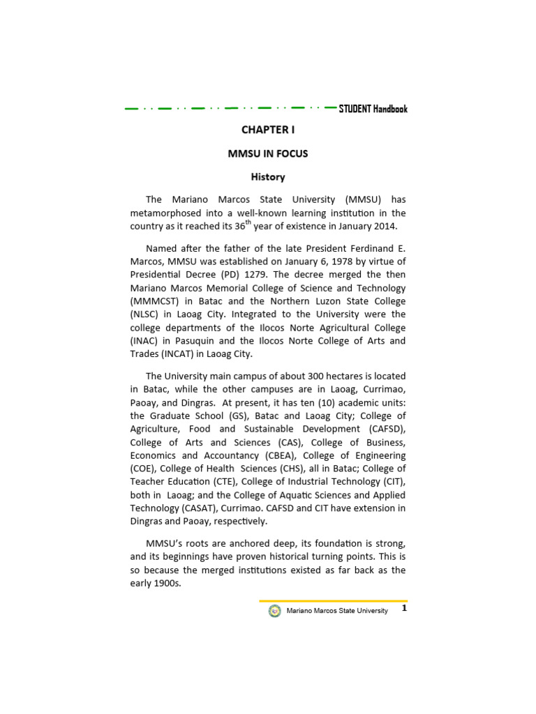MMSU STUDENT HANDBOOK Body2 | Download Free PDF | Bachelor's Degree | University And College ...