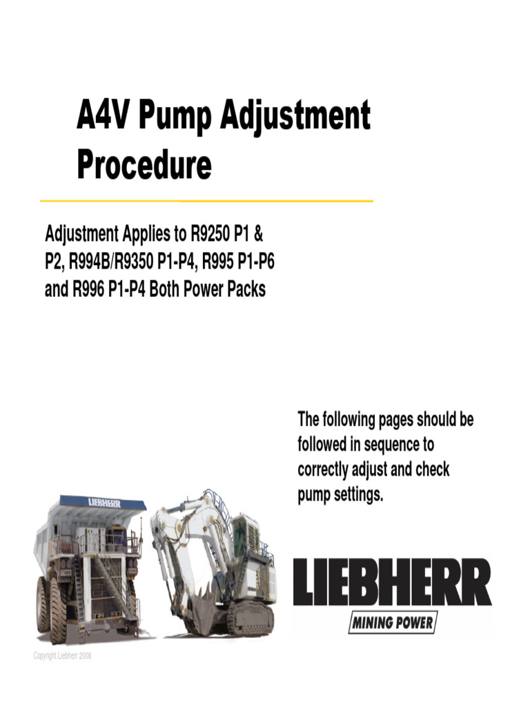 A4V Pump Adjustment Procedure | PDF | Equipment | Machines