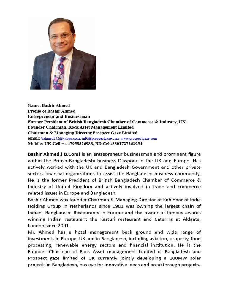 Profile of Bashir Ahmed 2023 | PDF | Business