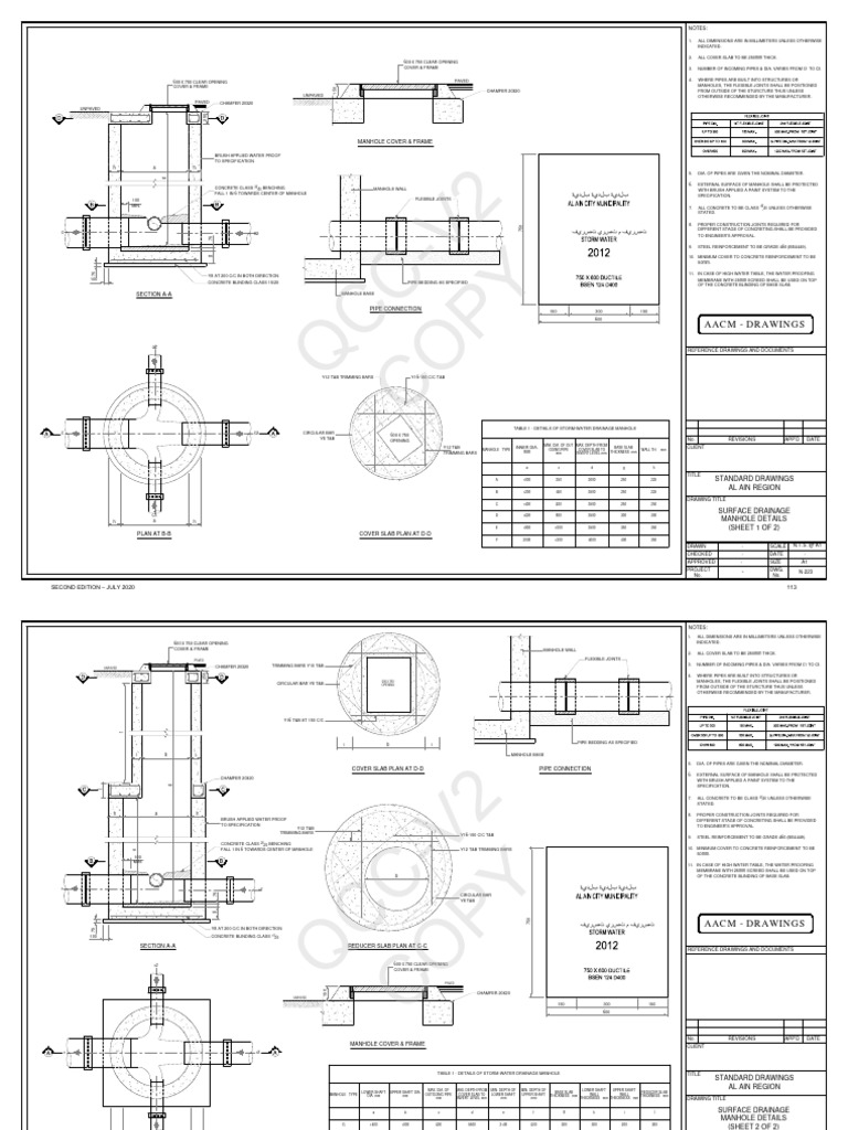 Aacm Standard Drawings | PDF | Pipe (Fluid Conveyance) | Concrete