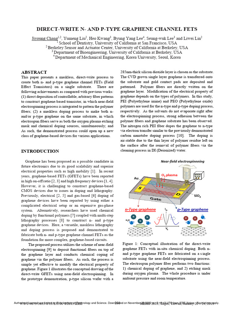 Direct-write N- And P-type Graphene Channel FETs | PDF | Graphene ...