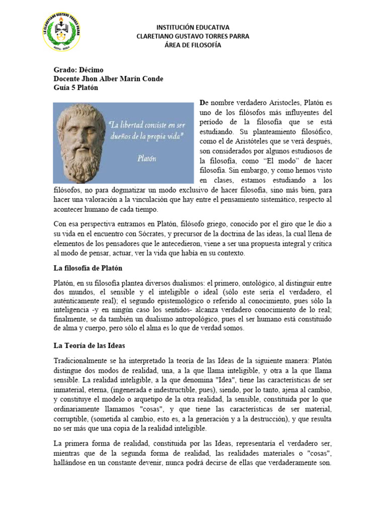 Guia 5 Platón | PDF | Platón | Alma