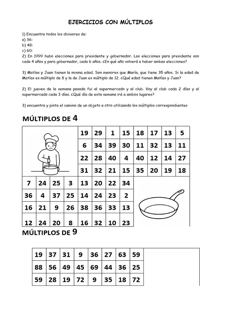 Ejercicios de Múltiplos para Niños | PDF