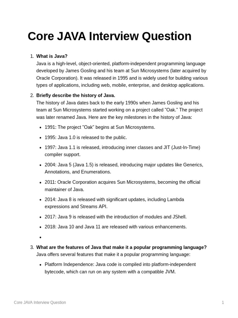 Core Java Questions | PDF | Method (Computer Programming) | Class ... Core Java Questions | PDF | Method (Computer Programming) | Class ...