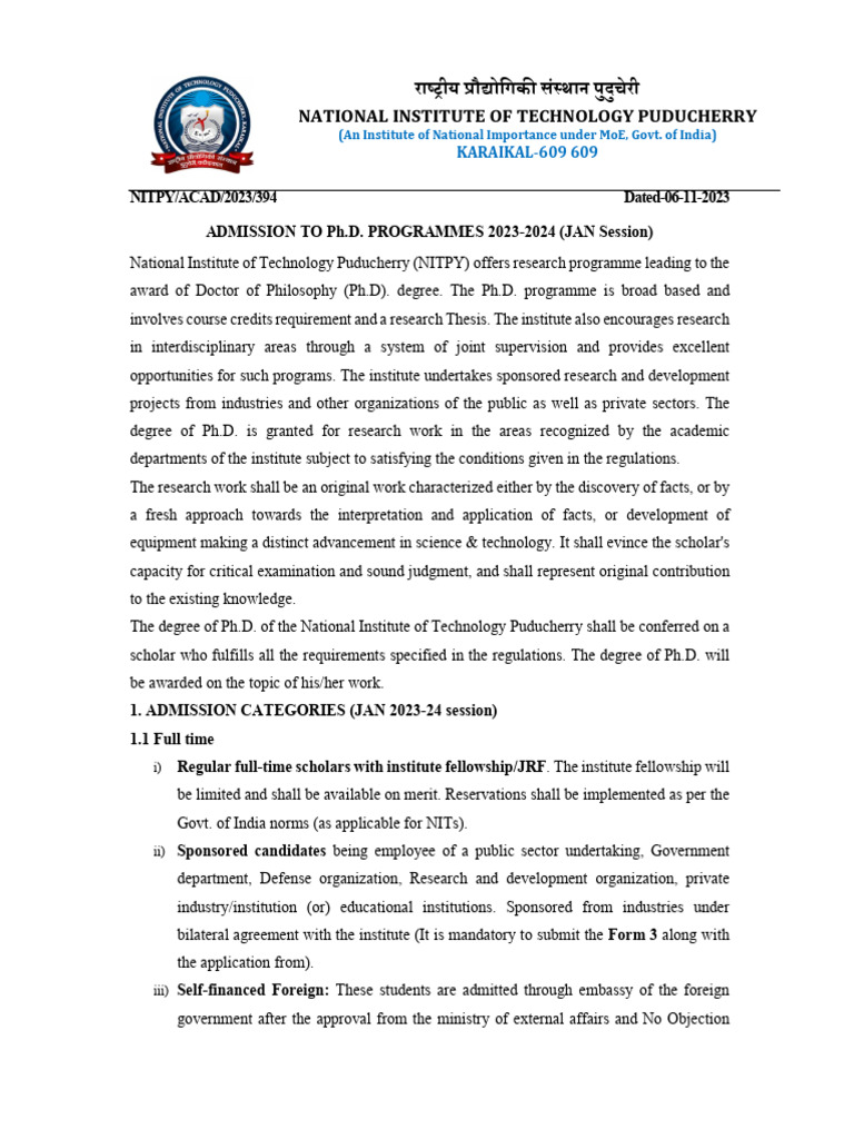 Nitpy PHD Brochure Jan2024 | PDF | Doctor Of Philosophy | Engineering