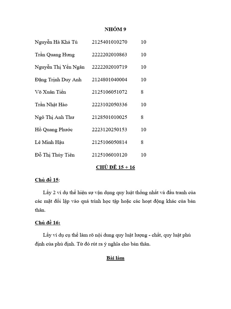 CHỦ ĐỀ 15 + 16 | PDF