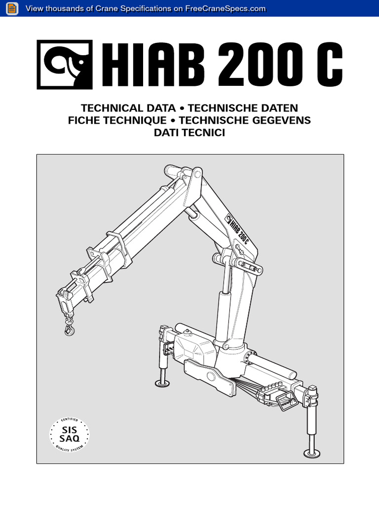Especificaciones Grúa HIAB 200C | PDF | Curva | Geometría algebraica