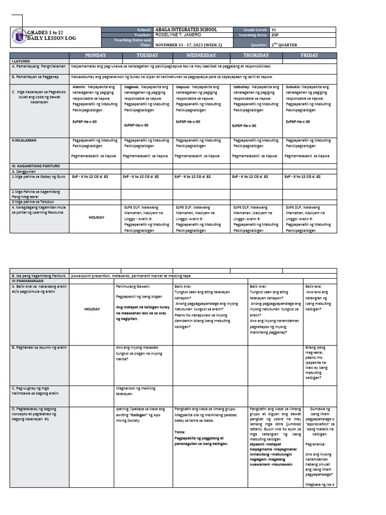 DLL - Esp 6 - Q2 - W2 | PDF