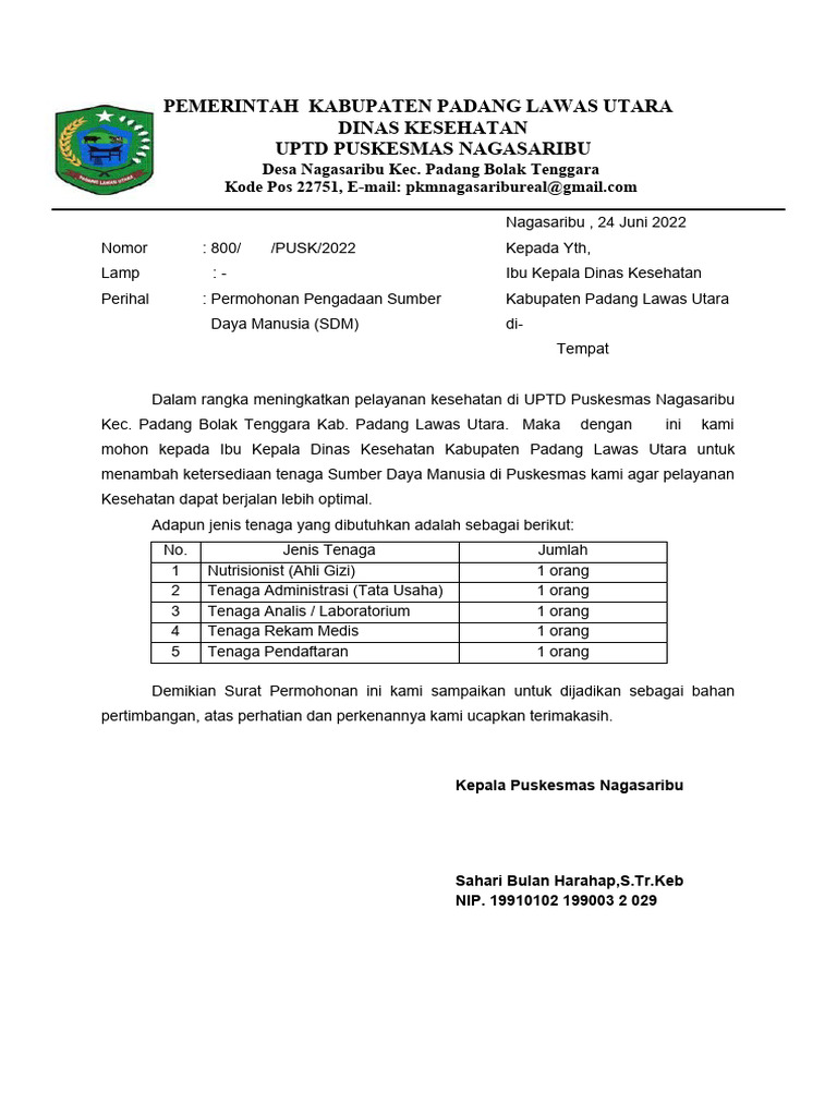 Permohonan Pengadaan SDM | PDF