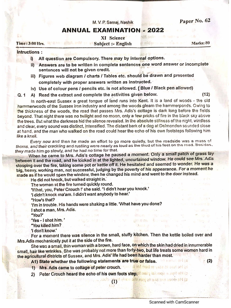 11 Science Annual Exam Questions Paper | PDF