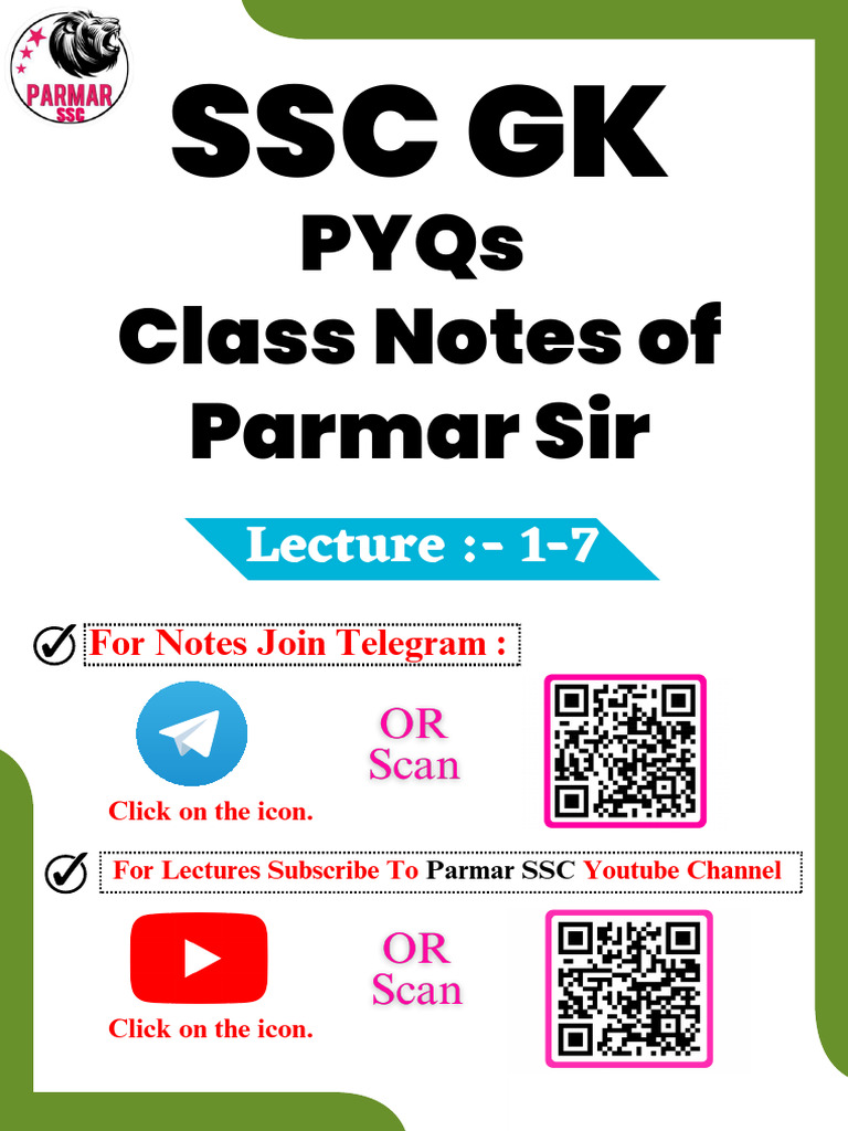 Lecture 1 - 7 Hand Written Notes For SSC PYQs-1 | PDF | Endoplasmic ...