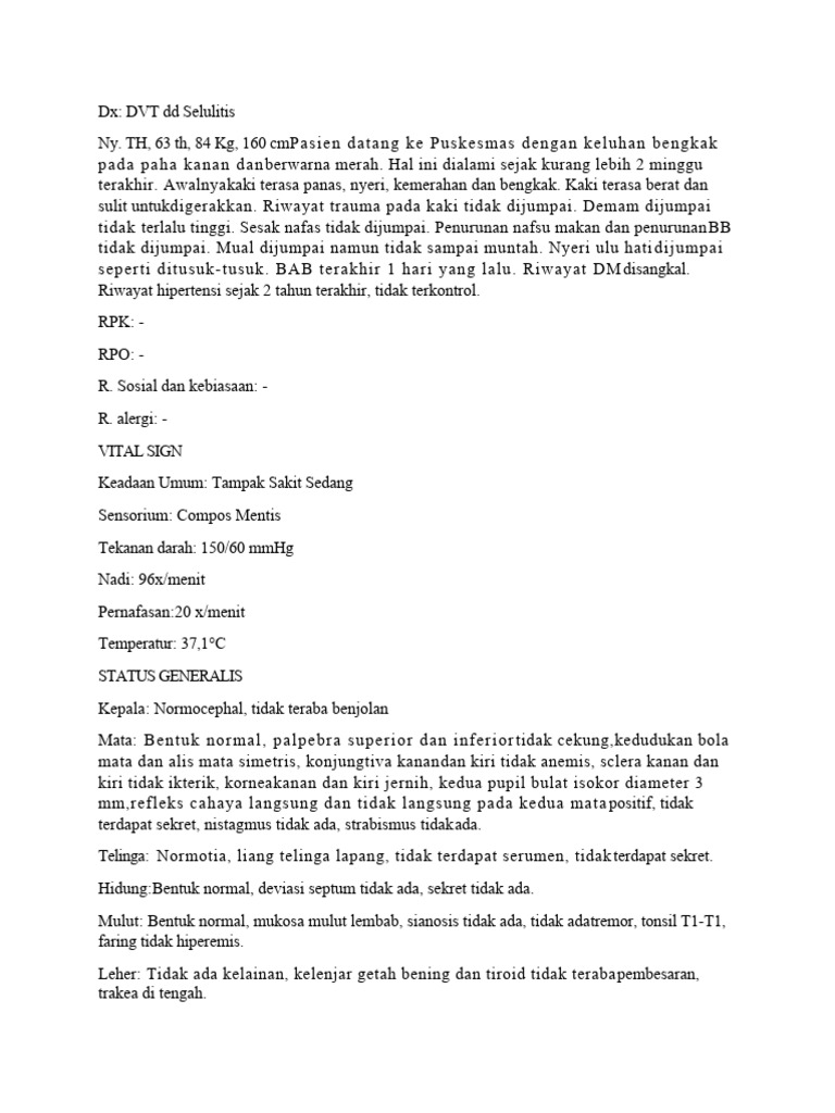 DVT DD Selulitis | PDF
