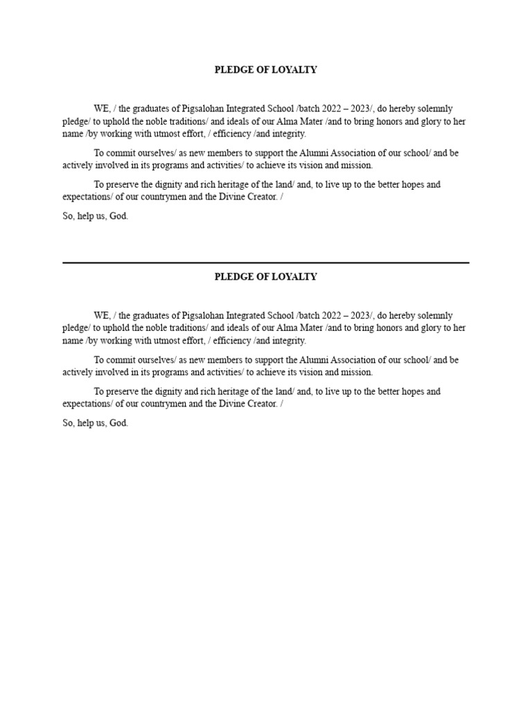 Pledge of Loyalty | PDF