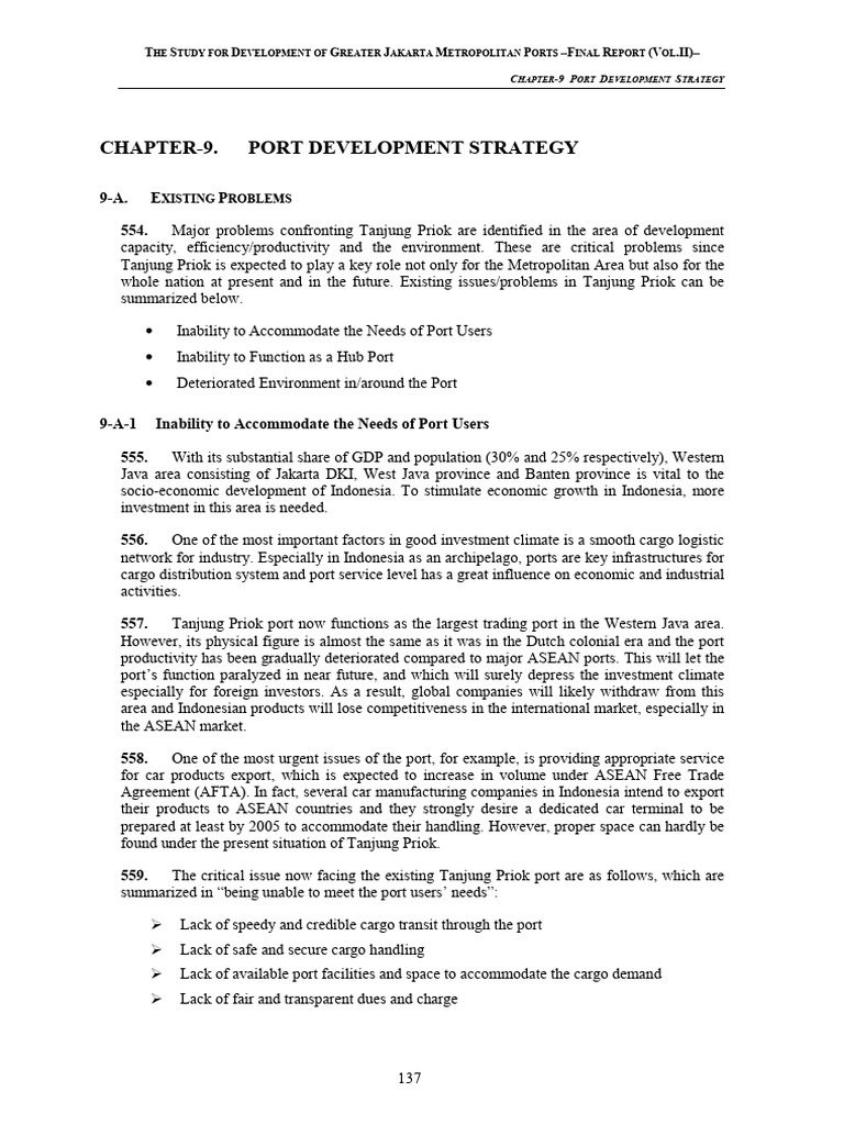 Chapter-9. Port Development Strategy: T S D G J M P - F R (V .II) | PDF ...