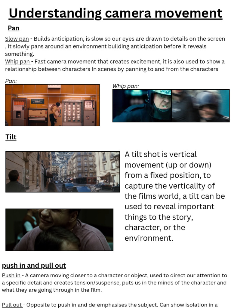 understanding camera movement | PDF | Camera | Zoom Lens