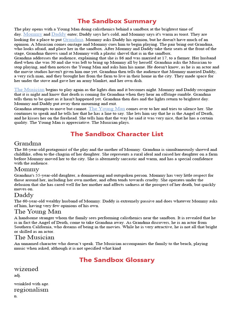 The Sandbox Summary | PDF