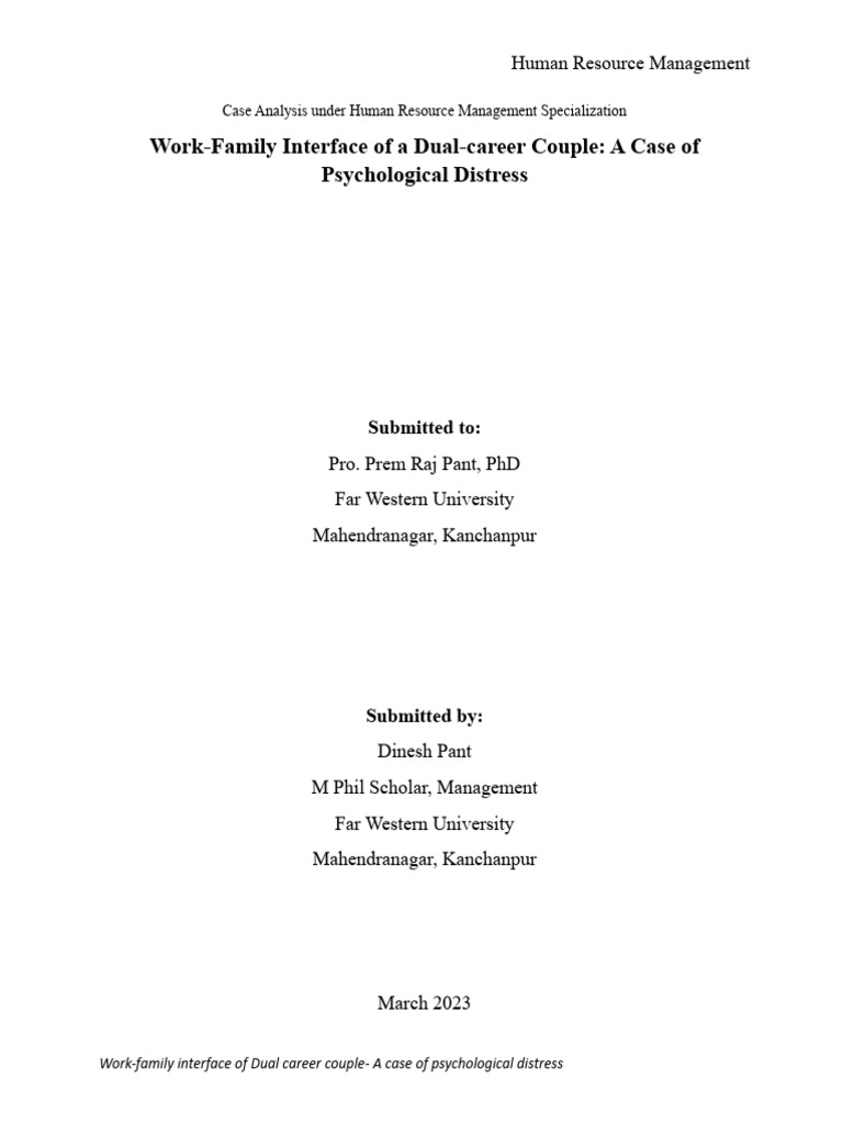 Dinesh - Pant - Work Family Interface | PDF | Job Satisfaction | Occupational Stress
