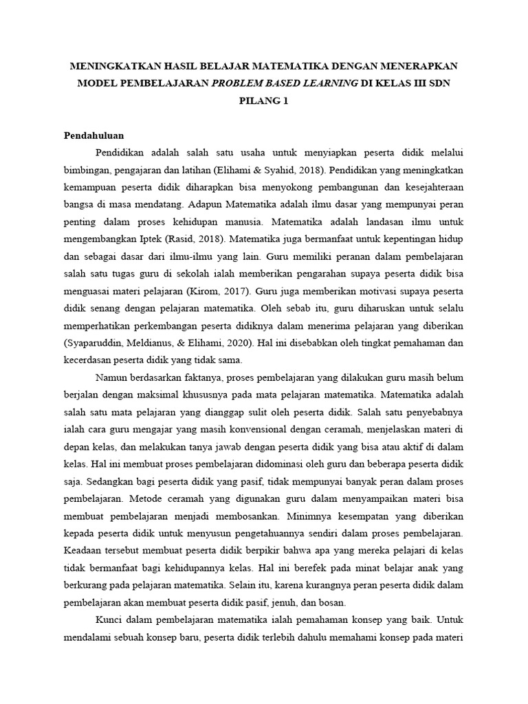 Meningkatkan Hasil Belajar Matematika Dengan Menerapkan Model Pembelajaran Problem Based ...