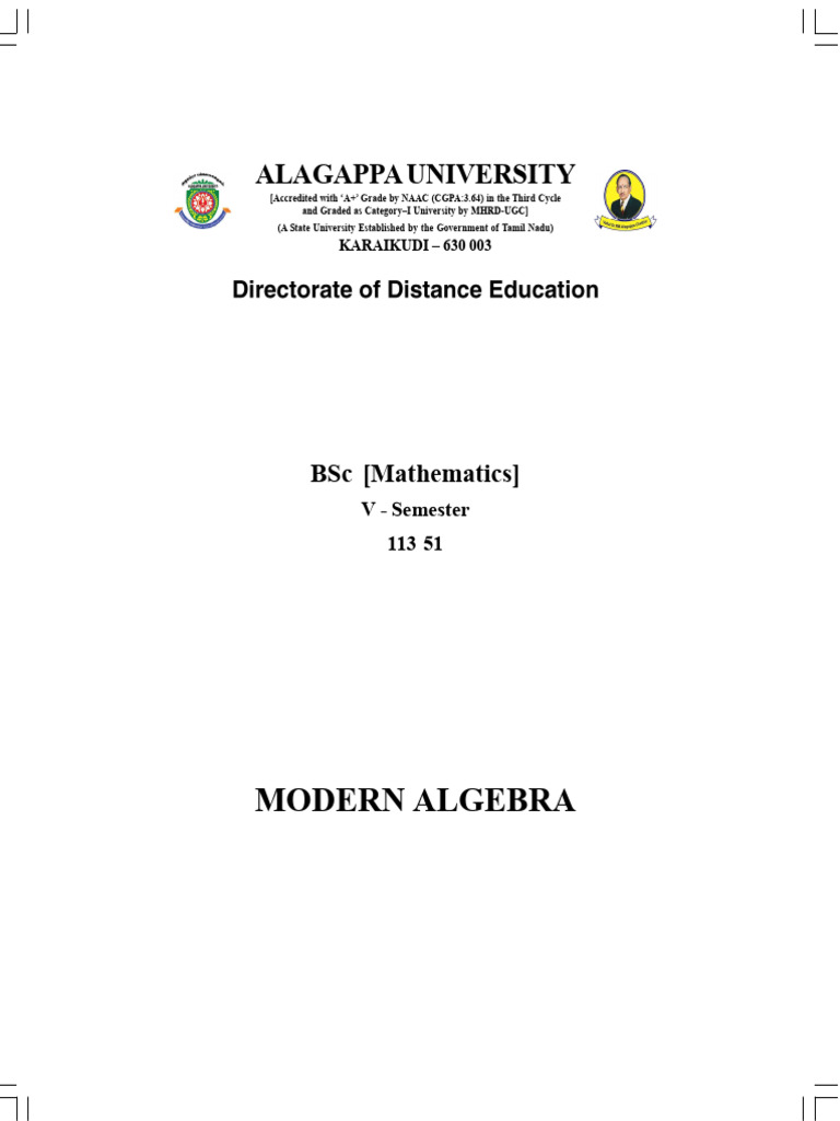 UG - B.Sc. - Mathematics - 113 51 - Modern Algebra - BSC MATHS - 5665 ...