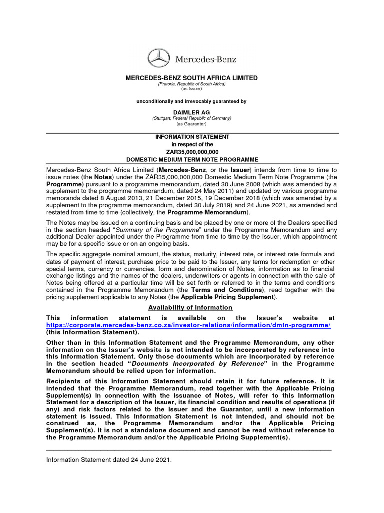 Investor Guide: Mercedes-Benz Notes | PDF | Interest | Investing