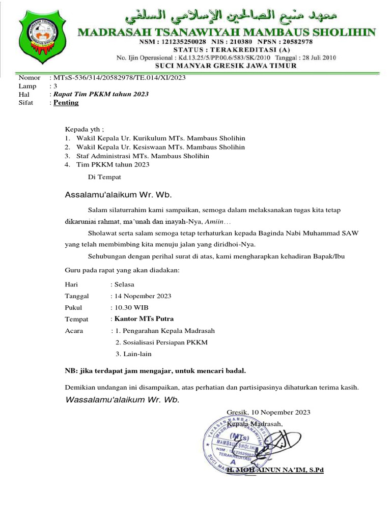 SK Tim PKKM Tahun 2023-1 | PDF