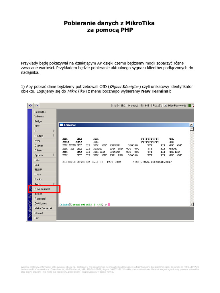 MikroTik - Pobieranie Danych Z MikroTika | PDF
