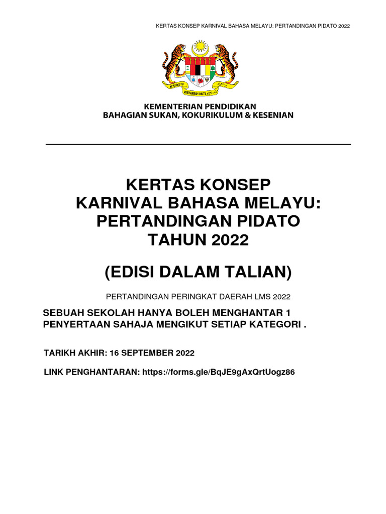 Untuk Daerah Kertas Konsep Karnival Bahasa Melayu Pertandingan Pidato | PDF