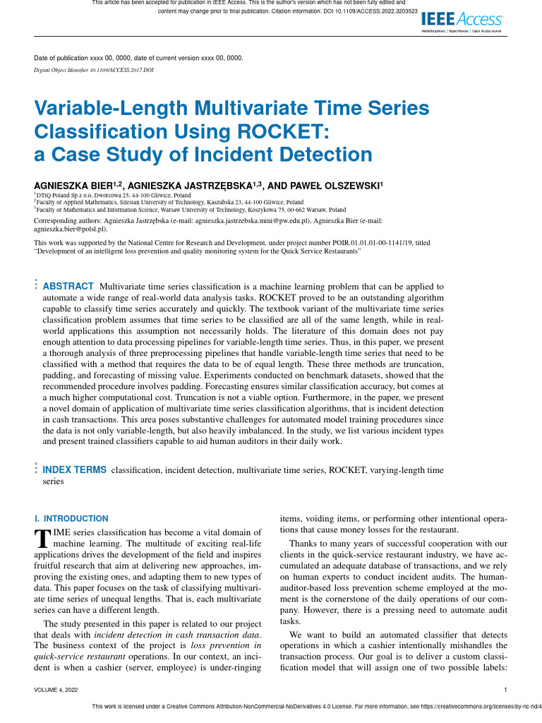 Variable-Length Multivariate Time Series Classific | PDF | Time Series | Cognitive Science