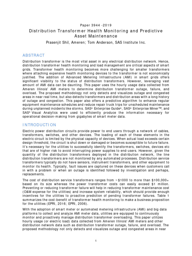 Distribution Transformer Health Monitoring and Predictive Asset ...