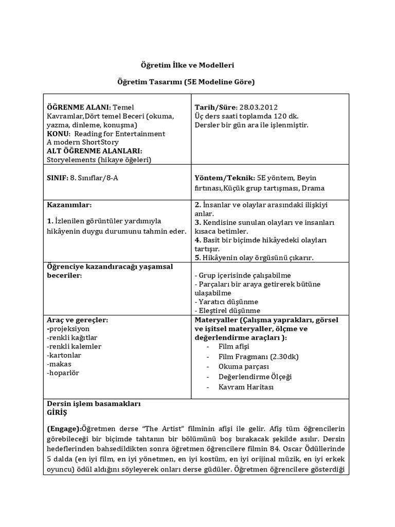 5e Modeline Gore Ders Plani | PDF