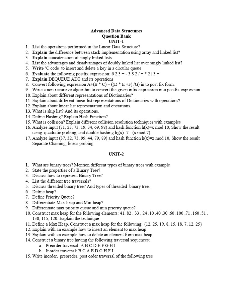 ADS IMP Qs | Download Free PDF | Mathematical Logic | Computer Data