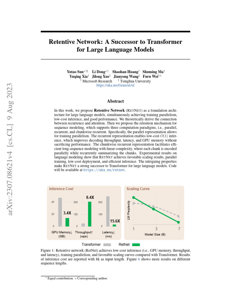 Retentive Network - A Successor To Transformer For Large Language Models | PDF | Graphics ...