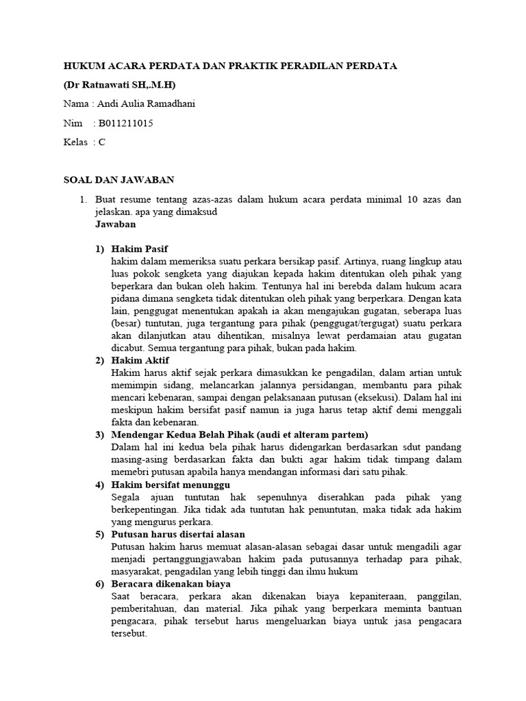 Hukum Acara Perdata Dan Praktik Peradilan Perdata | PDF