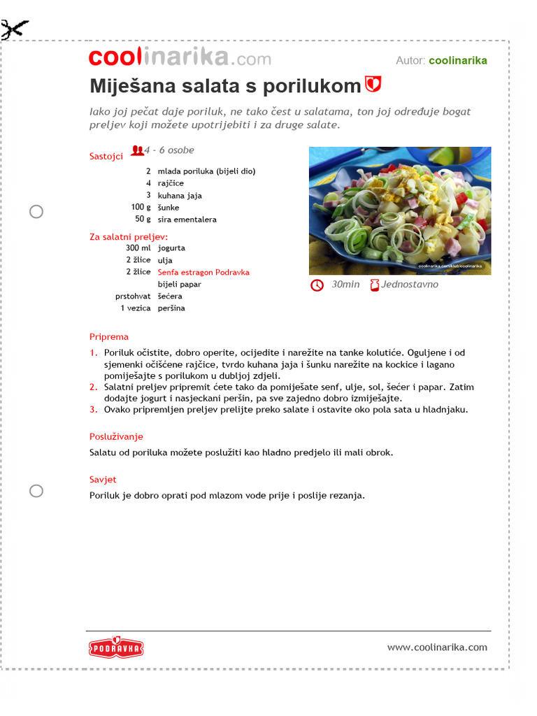 Mijesana Salata S Porilukom | PDF