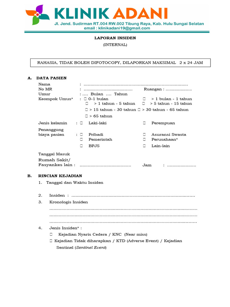 Form Pelaporan Internal | PDF