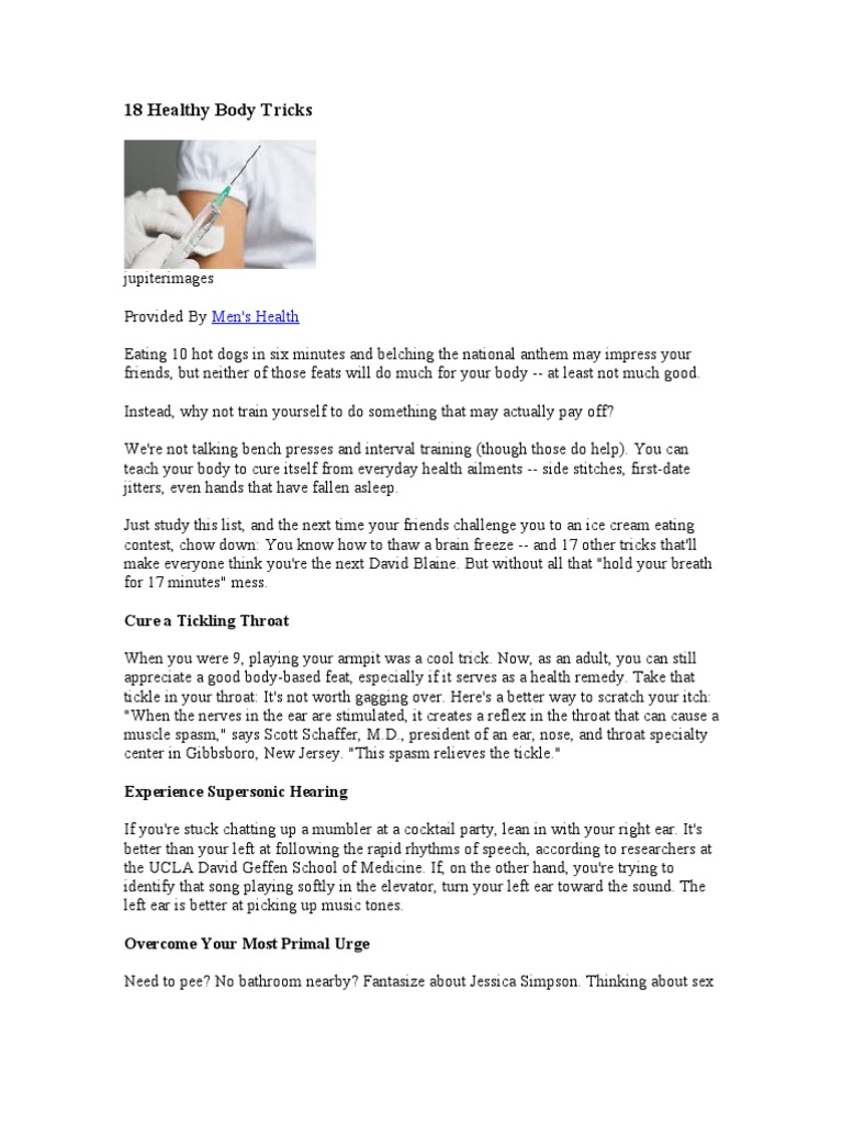18 Impressive Body Tricks for Parties | PDF | Breathing | Pain
