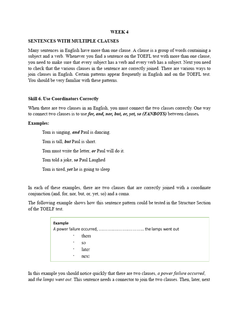 Mastering Sentence Clauses for TOEFL | PDF | Subject (Grammar ...
