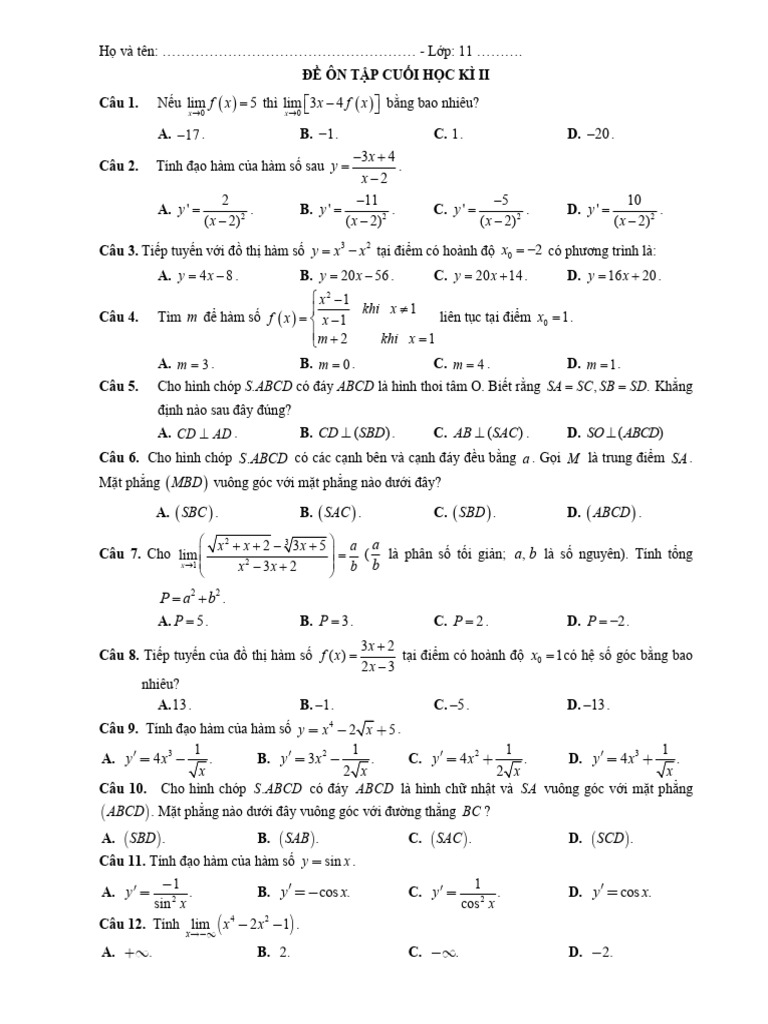 T18 Ôn tập cuối HKII | PDF