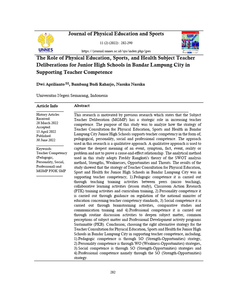 The Role Of Physical Education Sports And Health Subject Teacher 9581