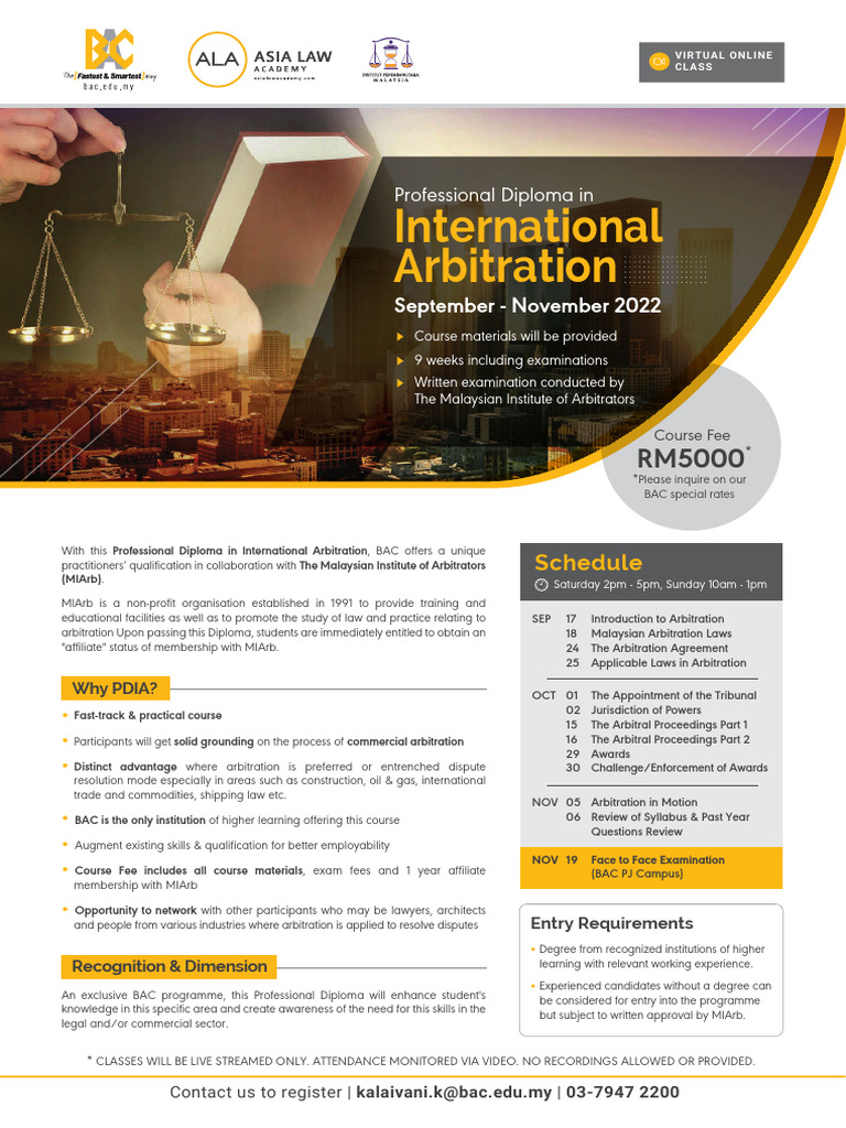 BAC-PDIA - Sep-Nov22 - A4 (RGB) | PDF | Arbitration | Academic Degree