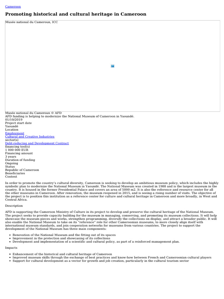 Cameroon Museum Modernization | PDF | Cameroon | Museum