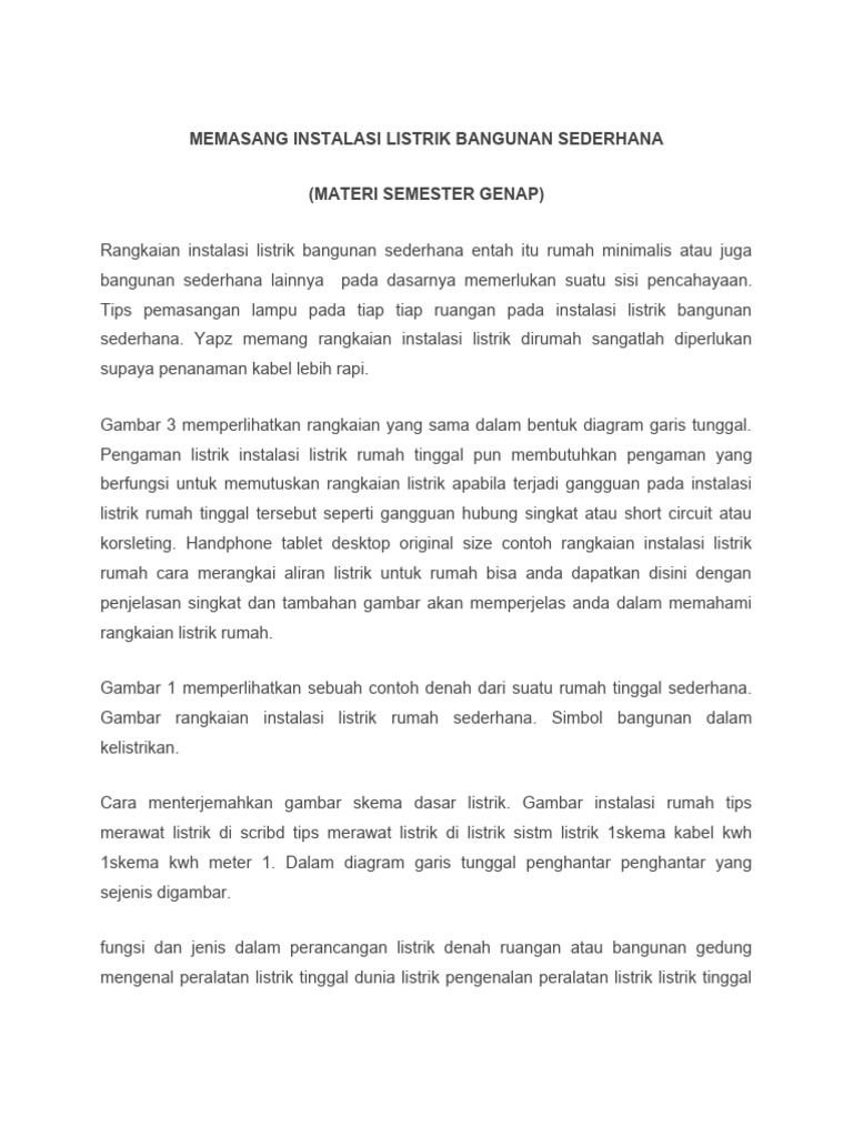 Memasang Instalasi Listrik Bangunan Sederhana | PDF Memasang Instalasi Listrik Bangunan Sederhana | PDF