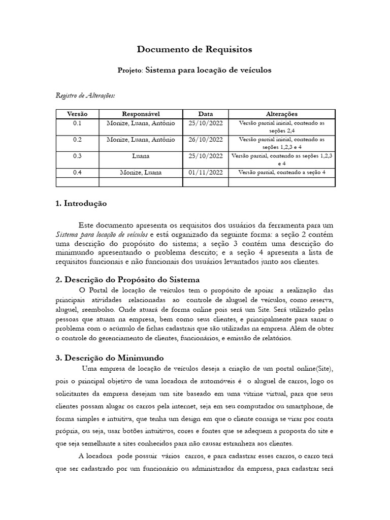 Documento de Requisitos - Template | PDF | Informática