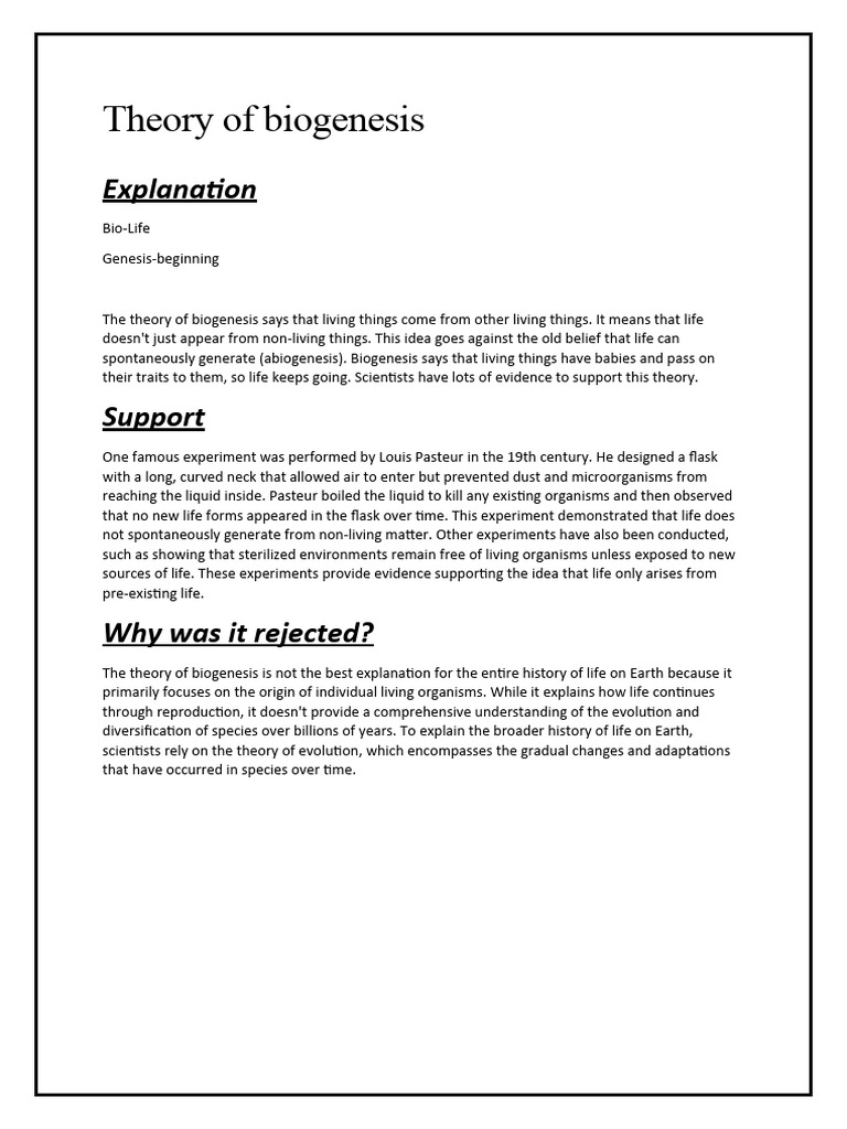 Theory of Biogenesis | PDF